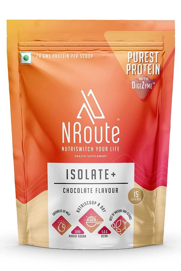 NRoute Isolate+ Whey Protein Powder Pack of 2, Chocolate 1lbs with Vanilla 1lbs Isolate Protein ...