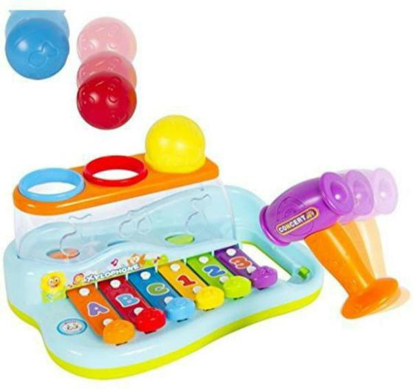 Sanjary Multicolor Plastic Baby Learning Musical Rainbow Piano Pounding ...