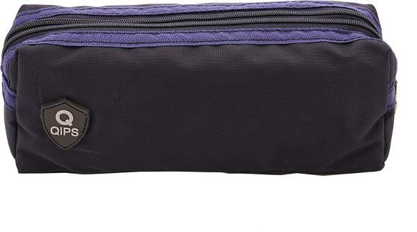 QIPS Navy Blue Multi Utility Dual Compartment Polyester Pencil Pouch ...