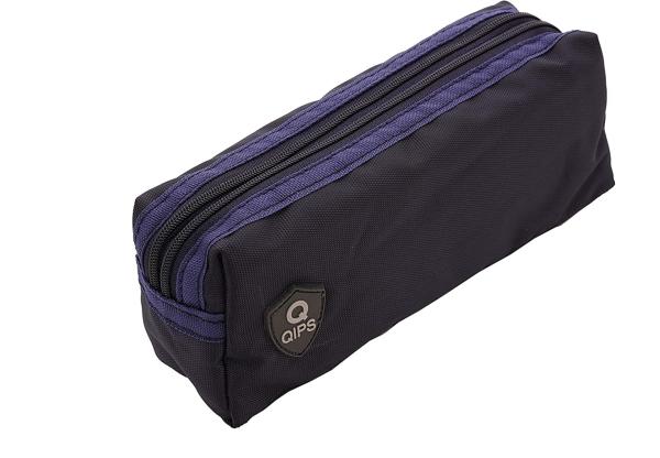 QIPS Navy Blue Multi Utility Dual Compartment Polyester Pencil Pouch ...