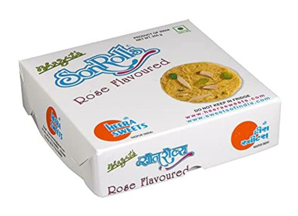 Bhagats Heera Sweets Son Roll with Almonds and Pistachio Garnished Rose ...