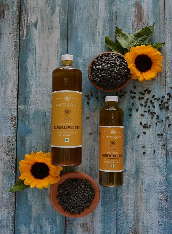 SAMAGNI COLD PRESSED SUNFLOWER OIL 1 litre Bottle ( Pack of 1 ) - JioMart