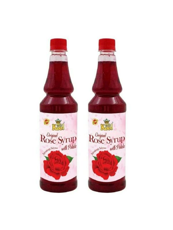MR. KOOL Premium Rose Syrup With Petals For Falooda, Ice Cream, Sharbat ...