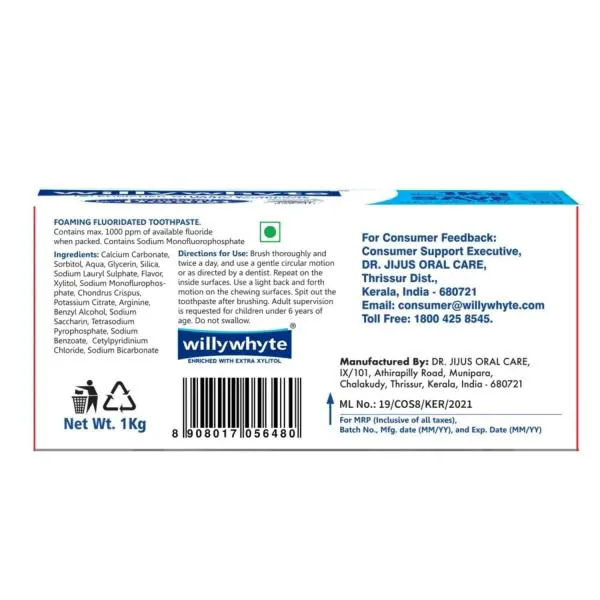 Willywhyte White Toothpaste with Extra Xylitol 1KG - JioMart