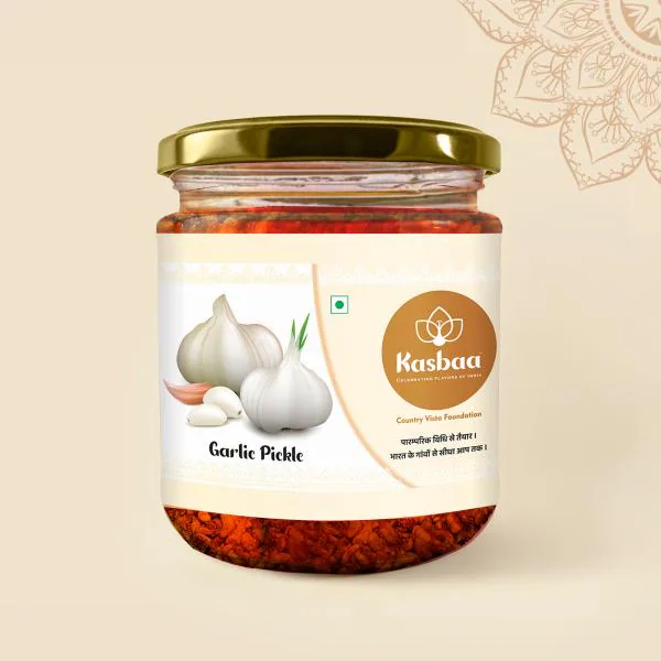 KASBAA Garlic Pickle/Lehsun Ka Achar/Organic Handmade Lahsun Achar-400 ...