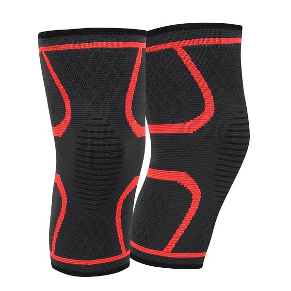 Skudgear Red Nylon Large Knee Support Compression Sleeves For Unisex ...