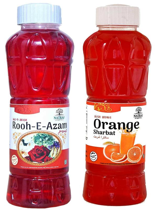 Natraj The Right Choice Rooh-e-azam Sharbat and Orange Sharbat Syrup ...