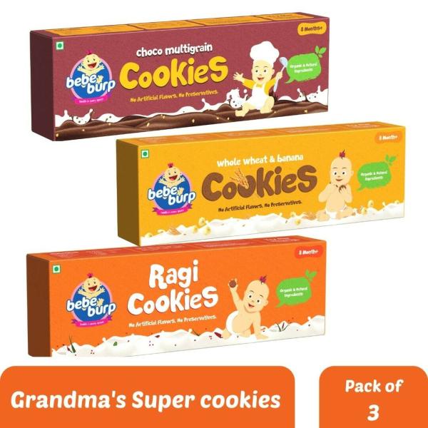 Bebe Burp Organic Baby Food Cookies Pack of 3 - 150 gms each - JioMart
