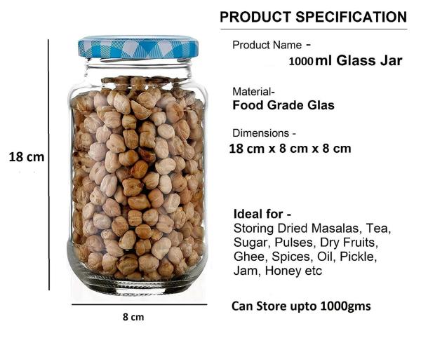 Machak Blue Glass Jars, 1 Kg (Pack Of 1) - JioMart