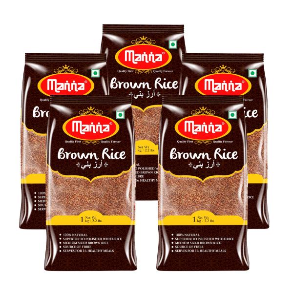 Manna Brown Rice, 5kg - Long Grain, Unpolished, High in Fibre. - JioMart