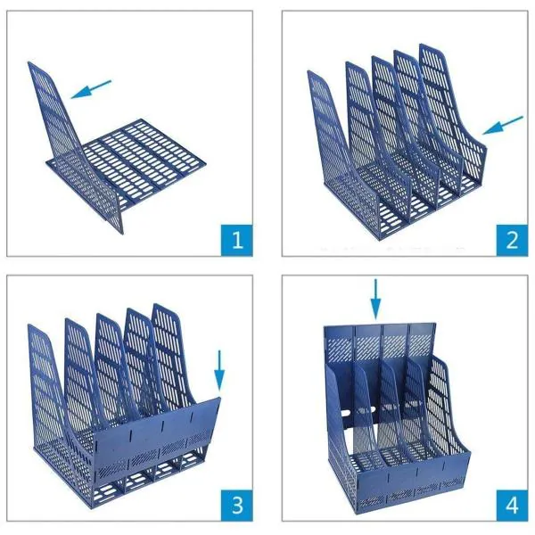 Kartunbox Blue Plastic 4 Compartments Plastic File Rack - Paper ...
