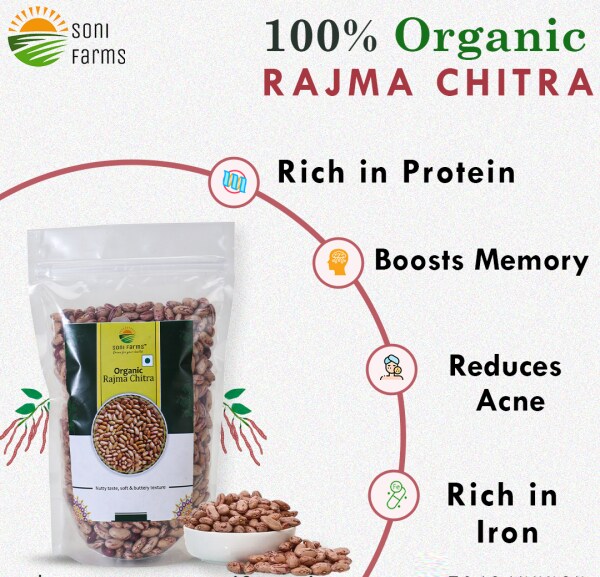 SONI FARMS Organic White Kidney Beans /White Rajma/Rajma Chitra - 2 kg ...