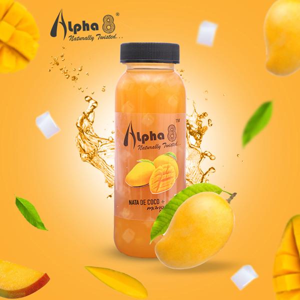 ALPHA 8 Fruit Juice with NATA De Coco Coconut Cubes Natural Energizer (Mango, Pack of 12) - JioMart