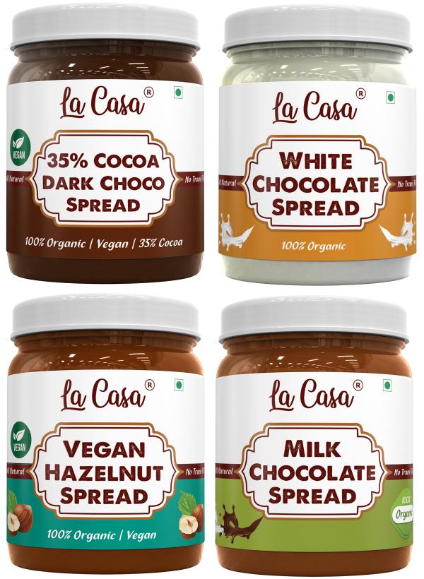 La Casa Choco Spread Combo - Dark+Milk+White+Hazelnut Chocolate Spread ...