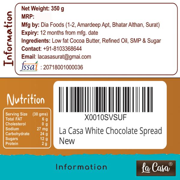 La Casa Choco Spread Combo - Dark+Milk+White+Hazelnut Chocolate Spread ...