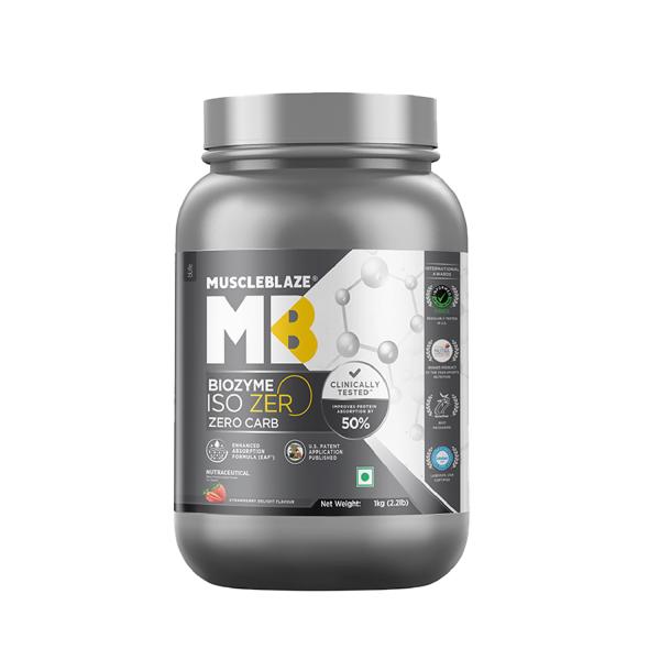 MuscleBlaze Biozyme Iso-Zero, Zero Carb, 100% Pure Whey Protein Isolate ...