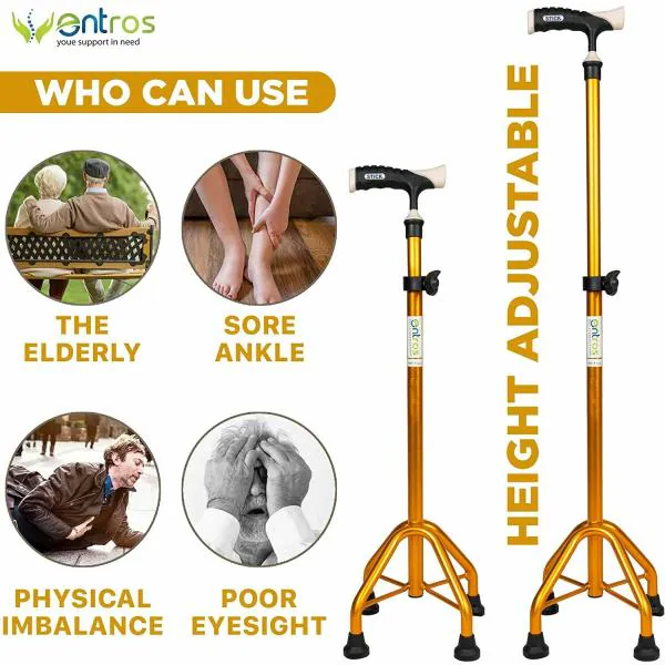 entros Premium Aluminium Height Adjustable Quadripod 4 Leg Walking Stick - KL945 - JioMart
