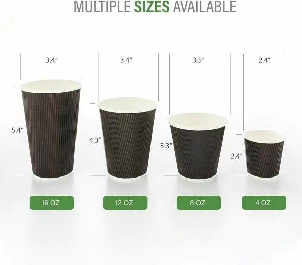 SEZ 4OZ (120ML Black) Pack of 1000 Ripple Paper Disposable Coffee Cups ...