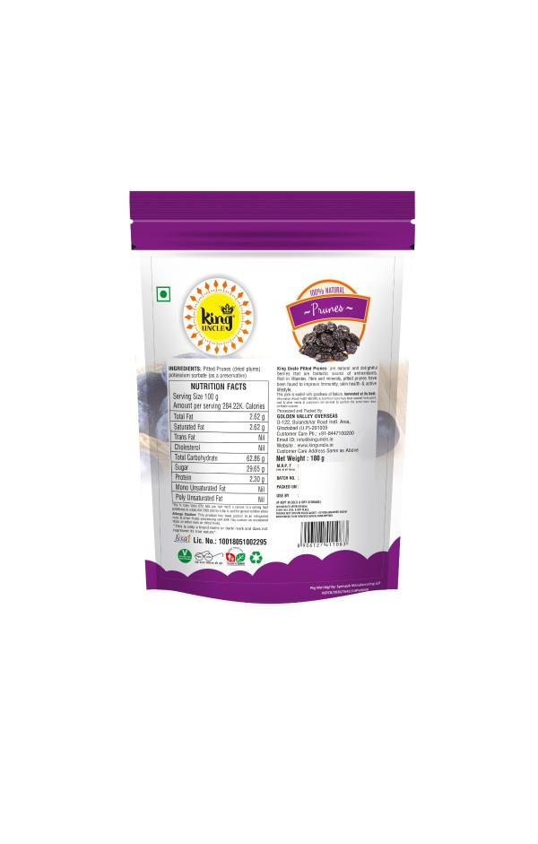 King Uncle Dried Premium Pitted Prunes Health Snack 180 gm X 4 Packs ...