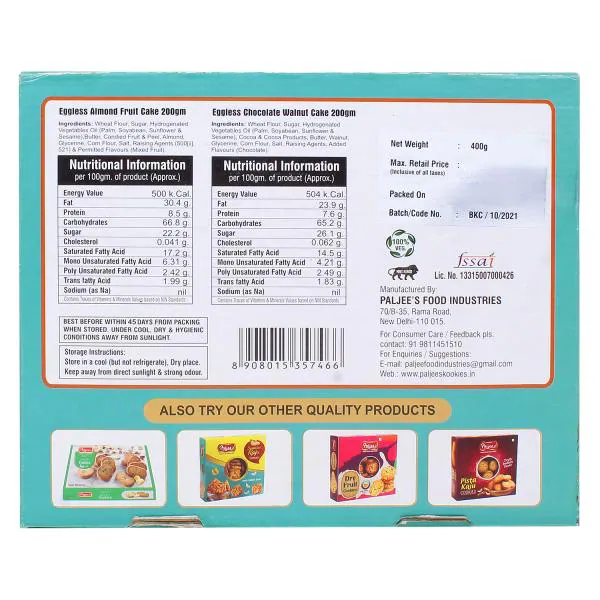 Paljee's Eggless Assorted Cakes (Wheat Flour, Sugar, Palm, Corn Flour ...