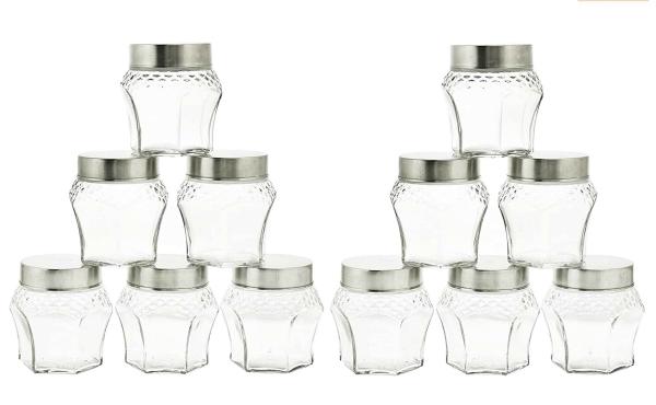 Machak Clear Glass Crystal Kitchen Storage Glass Container, 300 Ml (Set ...