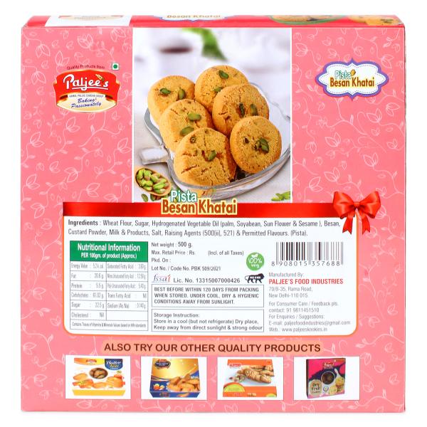 Paljee's Pista Besan Khatai Cookies (Wheat , Honey, Soyabean, Sesame ...