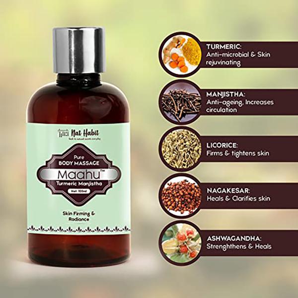 Nat Habit Pure Turmeric Manjistha Maahu Ayurvedic Body Massage Oil ...