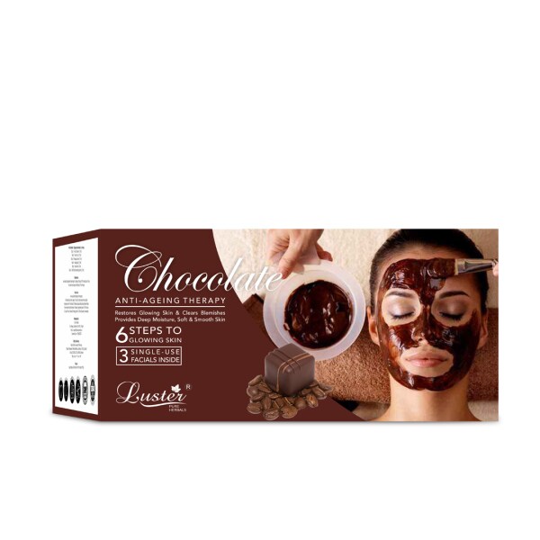 Luster Chocolate Facial Kit | 3 Single Use Facials Kit | Helps Smooth ...