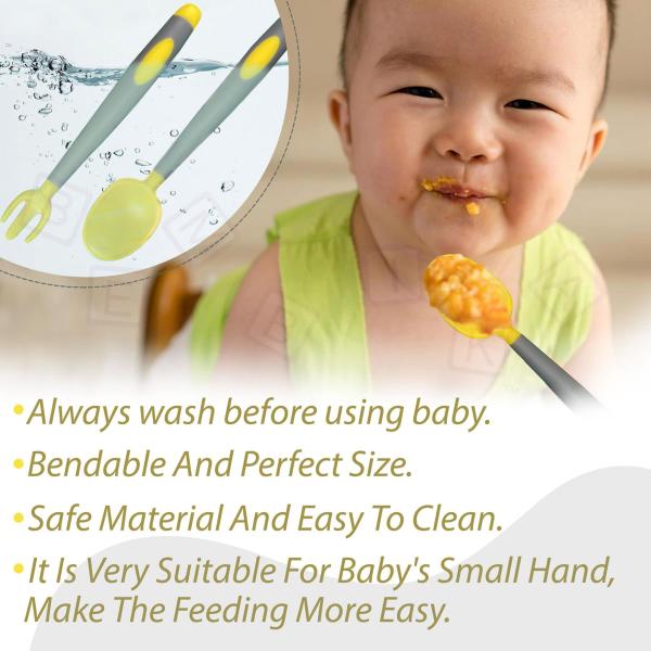 Bembika Yellow Silicone Baby Training Spoon Bendable Spoon For Kids ...