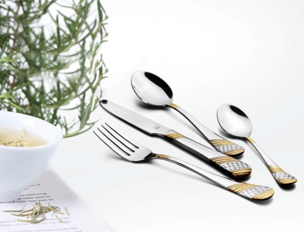 FnS Imperio Gold Plated Stainless Steel Cutlery Set with Knife and ...