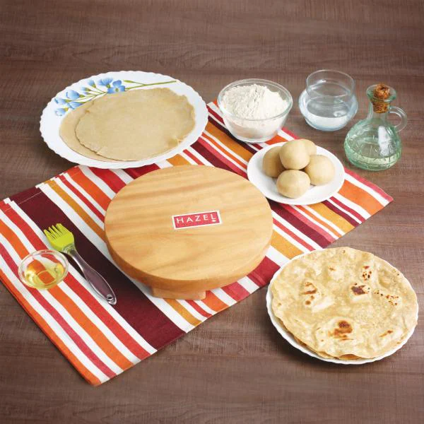 HAZEL Wooden Roti Polpat Chakla Chapati Maker Rolling Sagwan Board, 25 ...