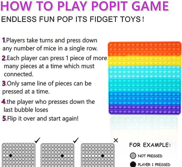 DALANI Multicolor Silicone, Rubber Pop It Fidget Push Bubble Rainbow ...