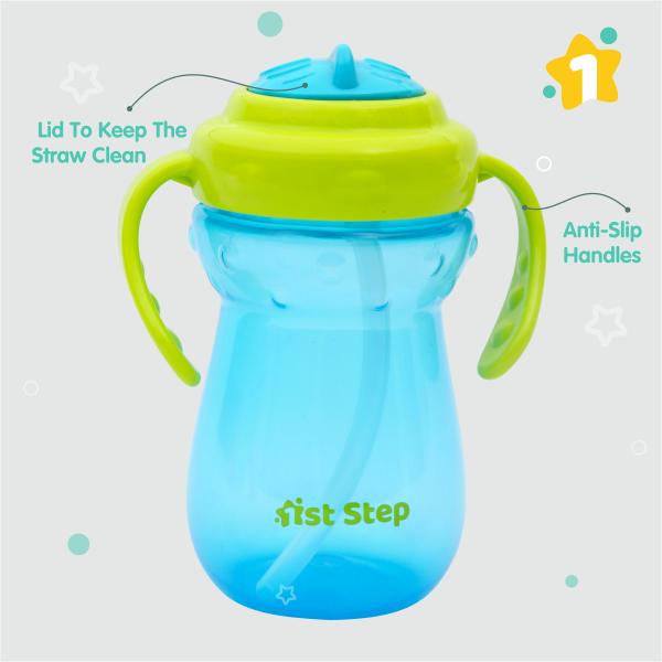 1st Step Twin Handle Sipper Cup With Straw Blue - 250 ml - JioMart