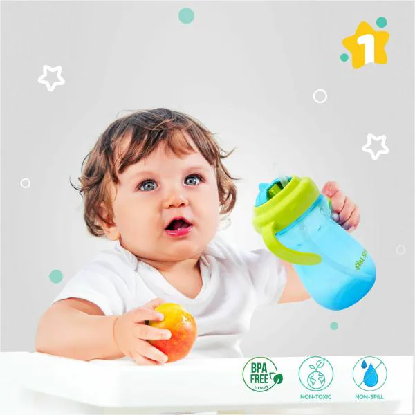 1st Step Twin Handle Sipper Cup With Straw Blue - 250 ml - JioMart