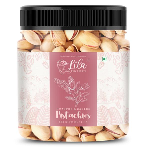 LILA DRY FRUITS Premium Roasted & Salted Pistachios 100gms JAR PACK| Namkeen Pista Dry Fruit ...