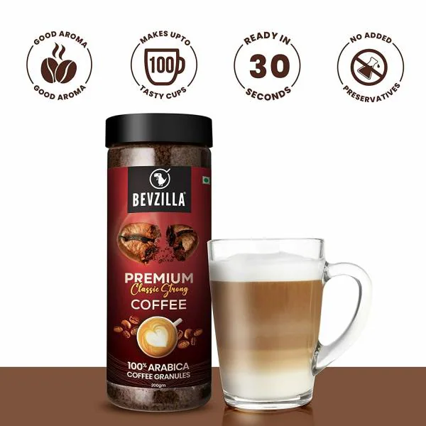 BEVZILLA 100% Arabica Instant Coffee Powder - 200 Grams | Premium ...
