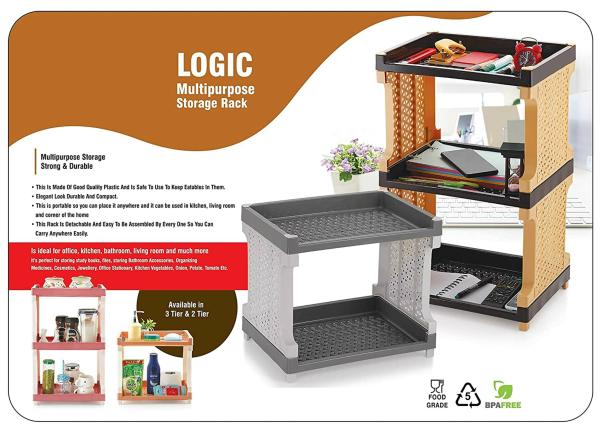 Nabhya Brown Plastic 2 Layer Multipurpose Storage Organizer Rack for ...