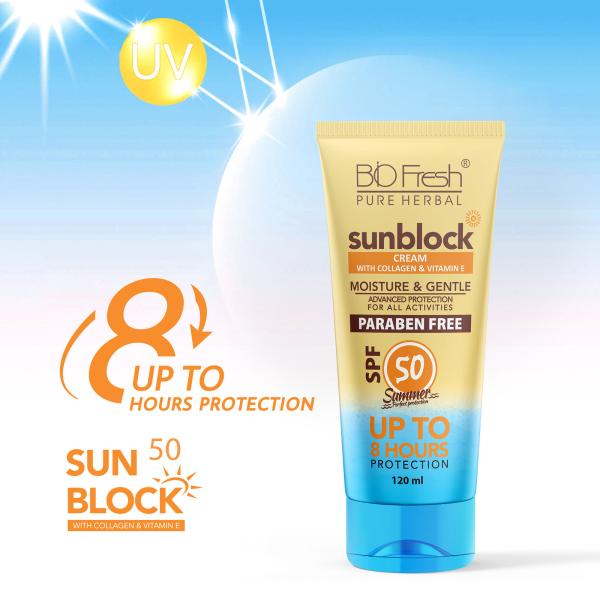 BioFresh SunBlock Cream SPF 50 with Collagen and Vitamin-E for Men and ...