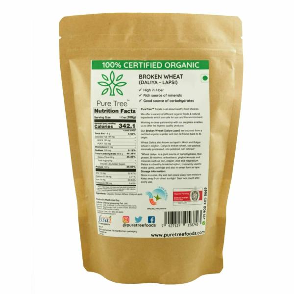 Pure Tree Organic Wheat Daliya | 400 gm | Broken Wheat | Godhuma Daliya ...