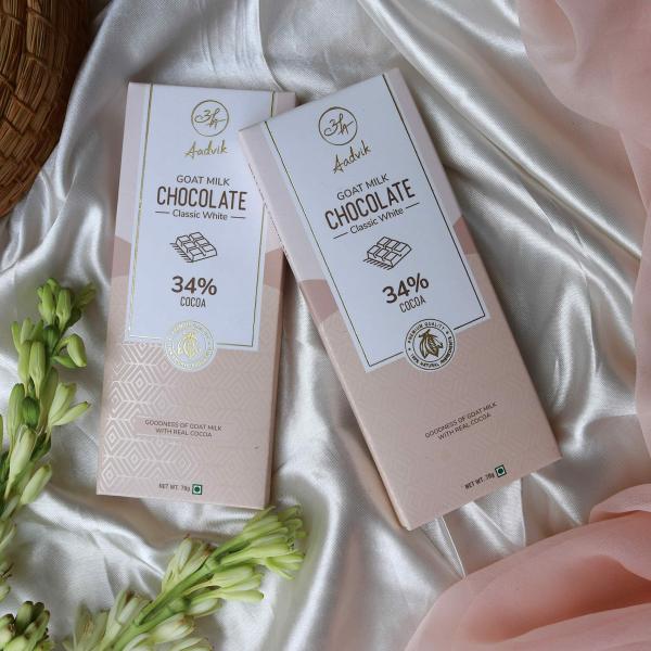 Aadvik Goat Milk Chocolate | Classic White | 70gms | 100% Natural ...
