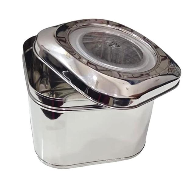 JVL Stainless Steel, Glass Cubic Tin With See Through Unbreakable Lid ...