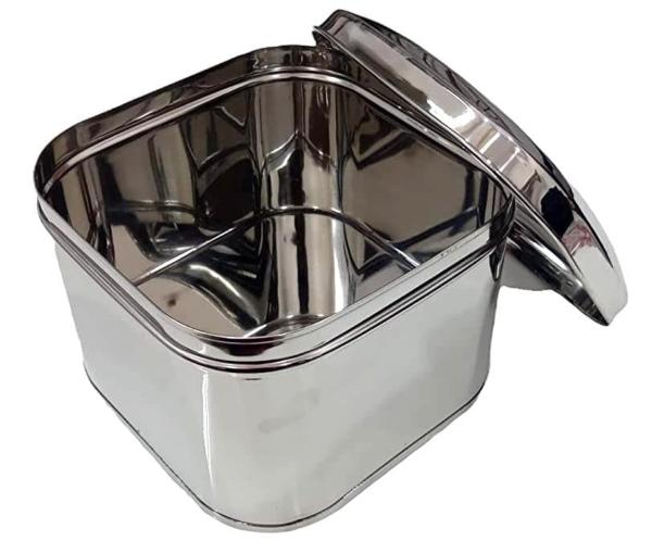 JVL Stainless Steel, Glass Cubic Tin With See Through Unbreakable Lid ...