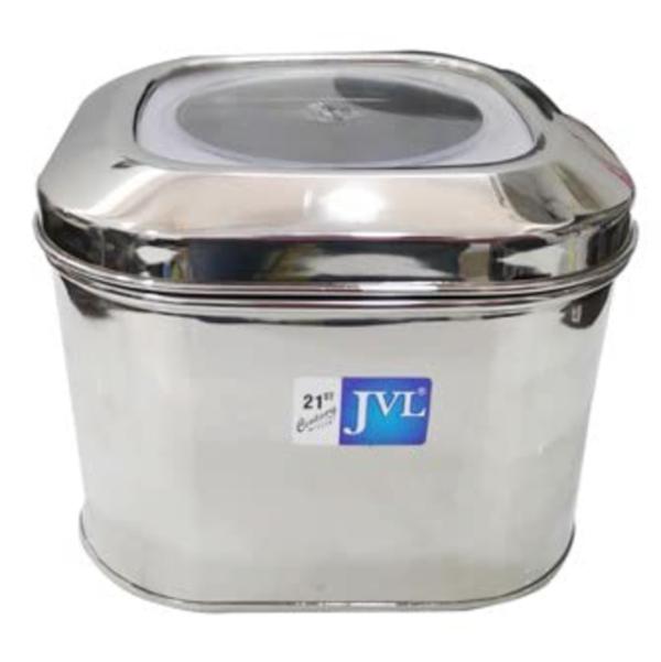 JVL Stainless Steel, Glass Cubic Tin With See Through Unbreakable Lid ...