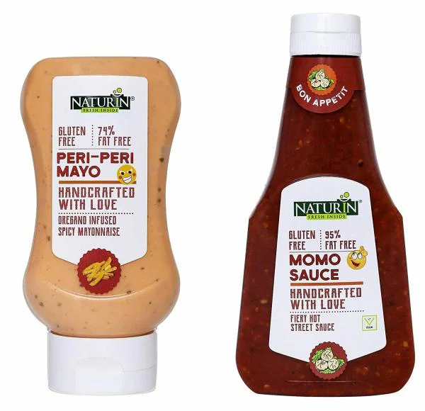 Naturin Combo Pack of 2- Peri-Peri Mayo 290g and Momo Sauce 375g ...