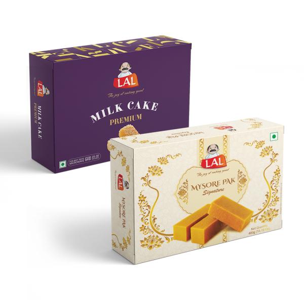 Lal Sweets Combo Of Mysore Pak Signature 400g and Milk Cake Premium ...