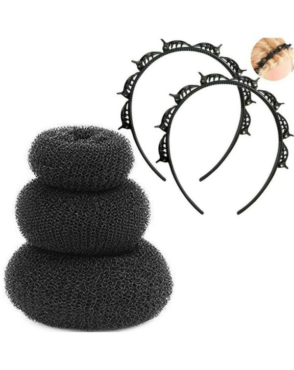 LYTIX Black Synthetic Double Layer Twist Plait Plastic Hair Band with ...