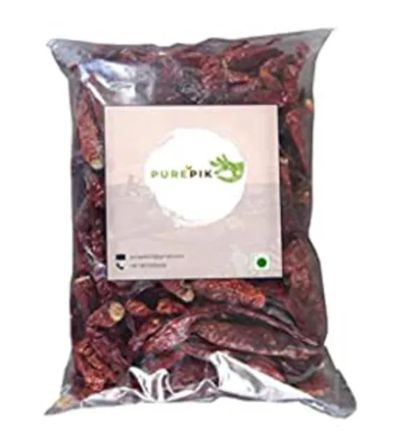 Pure Pik Mathania Red Chilli Whole, Lal Mirch Sabut, Stemless, 1 Kg ...