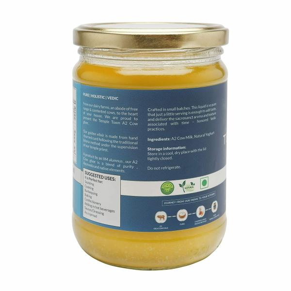 TEMPLE TOWN FARMS Organic Pure Vedic A2 Cow Ghee 500gm| A2 Pure Desi ...