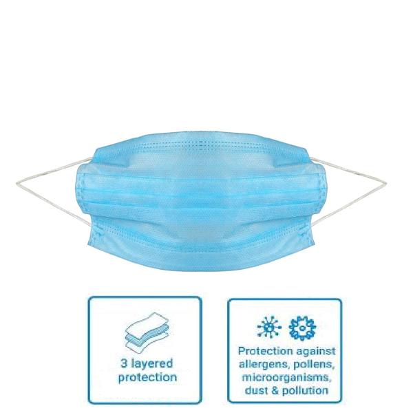 JOBBER 3Ply Non-Woven Fabric Disposable Surgical Dust Mask With Nose ...