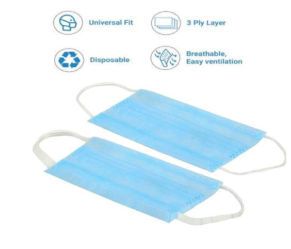 JOBBER 3Ply Non-Woven Fabric Disposable Surgical Dust Mask With Nose ...